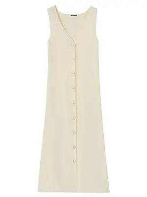 JIL SANDER V-neck Ribbed Midi Dress - White