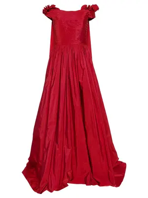 Elie Saab Cape-effect Taffeta Gown - Red