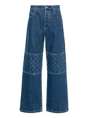MARINE SERRE Regenerated Wide-leg Jeans - Blue
