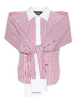 Dsquared2 Striped Shirt With Knotted Sleeves - Red