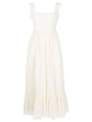 Gucci Broderie Anglaise Cotton Midi Dress - Neutrals