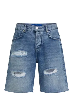 Karl Lagerfeld Distressed Denim Shorts - Blue