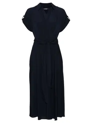Ralph Lauren V-neck Georgette Midi Dress - Blue