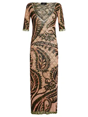 Etro Paisley-print Tulle Maxi Dress - Neutrals
