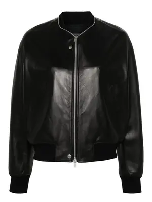 JIL SANDER Leather Bomber Jacket - Black
