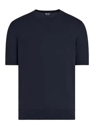 Zegna Fine-knit Cotton T-shirt - Blue