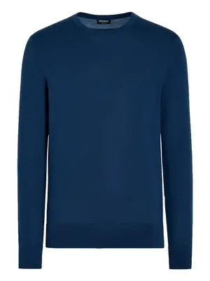Zegna Fine-knit Crew-neck Jumper - Blue