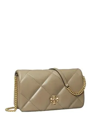 Tory Burch Kira Diamond Quilt Crossbody Taupe Oak
