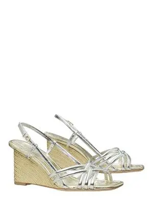 Tory Burch Multi-strap Espadrille Wedge - Shiny Silver/spark Gold/spark Gold