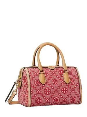 Tory Burch T Monogram Denim Petite Barrel Bag - Brilliant Red