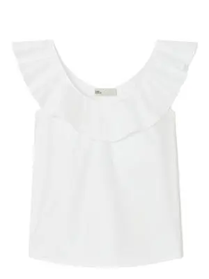 Tory Burch Tory Burch Cotton Flounce Top White