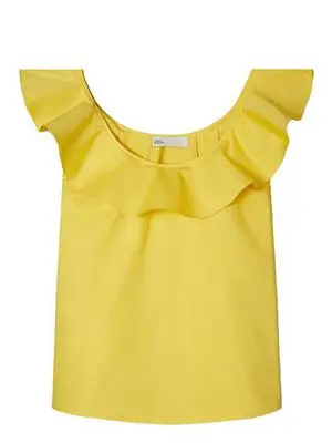 Tory Burch Tory Burch Cotton Flounce Top Yellow Lemon