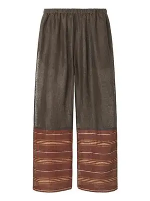 Tory Burch Linen Beach Pant - Dark Mocha/orange Crisp Stripe