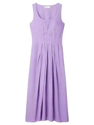 Tory Burch Pleated Linen Dress - Purple Thistle