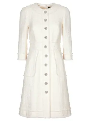 Dolce & Gabbana Dolce & Gabbana Raschel Tweed A-Line Dress White