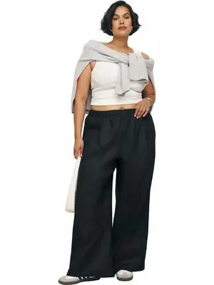 REFORMATION Linen Wide Leg Pant - Black