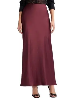 OPEN EDIT Open Edit Bias Cut Maxi Skirt Burgundy Field