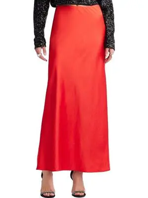 OPEN EDIT Open Edit Bias Cut Maxi Skirt Red Scarlet