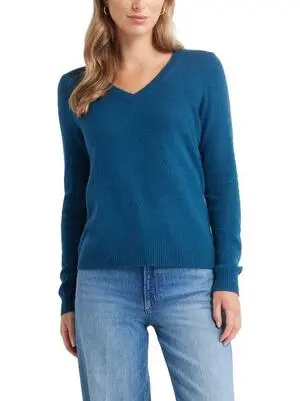 Caslon Cashmere V-neck Sweater - Blue Poseidon