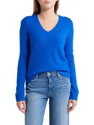 Caslon Caslon(r) Cashmere V-Neck Sweater Blue Princess