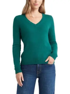 Caslon Cashmere V-neck Sweater - Green Pinecone
