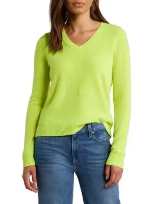 Caslon Caslon(r) Cashmere V-Neck Sweater Green Primrose