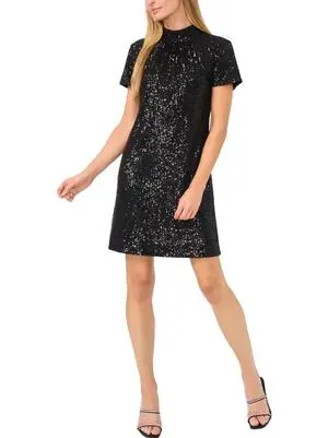CECE DUPRAZ CeCe Sequin Mini Shift Dress Rich Black