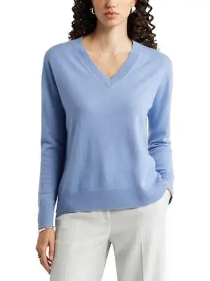 Nordstrom V-neck Cashmere Sweater - Blue Bel Air
