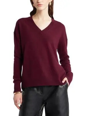 Nordstrom V-neck Cashmere Sweater - Burgundy Field