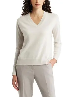 Nordstrom V-neck Cashmere Sweater - Ivory Sand