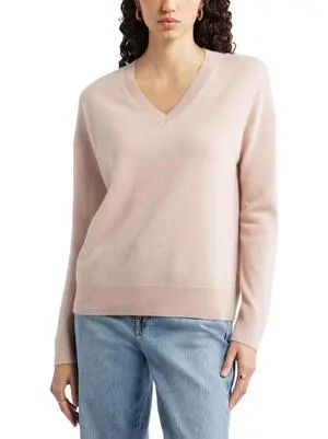 Nordstrom V-neck Cashmere Sweater - Tan Memoir