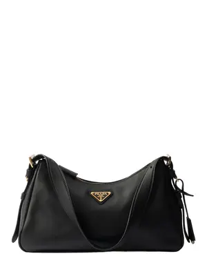 Prada Aimée Medium Leather Shoulder Bag - Black