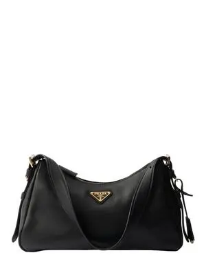 Prada Aimée Medium Leather Shoulder Bag Black