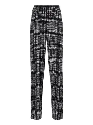 NORMA KAMALI Norma Kamali Pleated Wide-Leg Plaid Pants