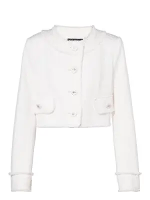 Dolce & Gabbana Cropped Wool-blend Tweed Jacket - White
