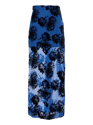 Nina Ricci Devoré Velvet Maxi Skirt - Blue