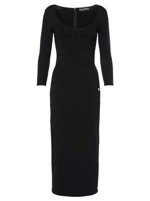 Dolce & Gabbana Logo Knitted Midi Dress - Black