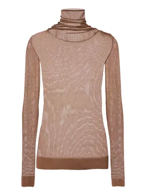 LEMAIRE Ribbed-knit Turtleneck Top - Brown