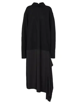 JIL SANDER Convertible Wool Midi Dress - Black
