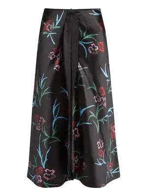 Giorgio Armani Floral Silk Maxi Skirt - Blackmulti