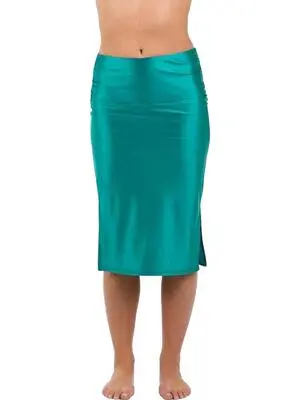 La Blanca La Blanca Shirred Skirt With Side Slits Teal