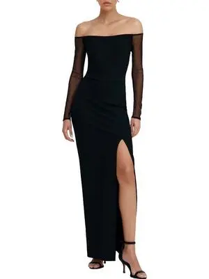 MARCELLA Marian Off-the-shoulder Gown - Black