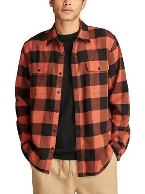 Lucky Brand Plaid Cloud Soft Flannel Button-up Shirt - Orange Multi