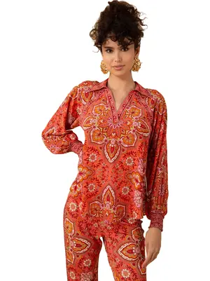 Hale Bob Hale Bob Braelynn Silk Blouse Orange