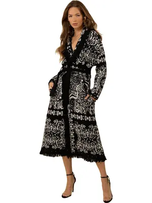 Hale Bob Haisley Wool Blend Jacquard Sweater Maxi - Black