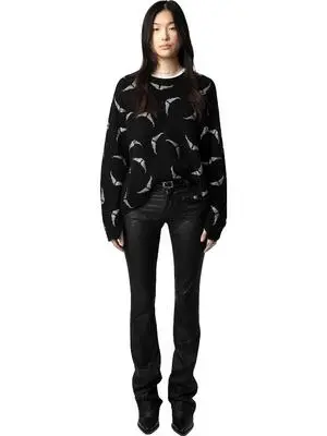 Zadig&Voltaire Markus Diamanté Wings Cashmere Sweater - Black
