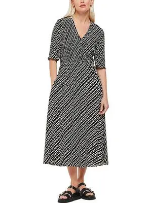 Whistles Petite Ruched Midi Dress - Black/multi
