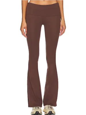 WELLBEING + BEINGWELL Loungewell Light Hawley Foldover Pant - Espresso Brown