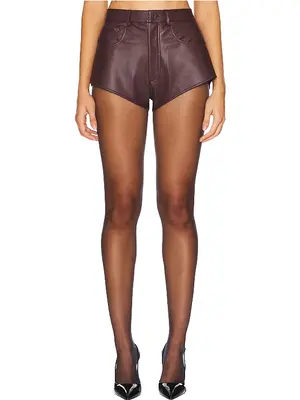 Lapointe Stretch Faux Leather Mini Short - Mulberry