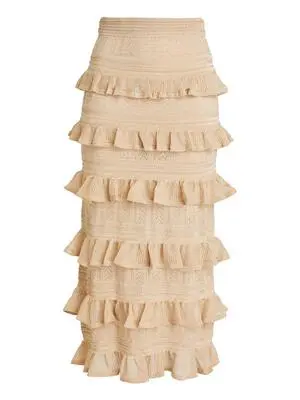 Zimmermann Metallic Pointelle-knit Midi Skirt - Beige